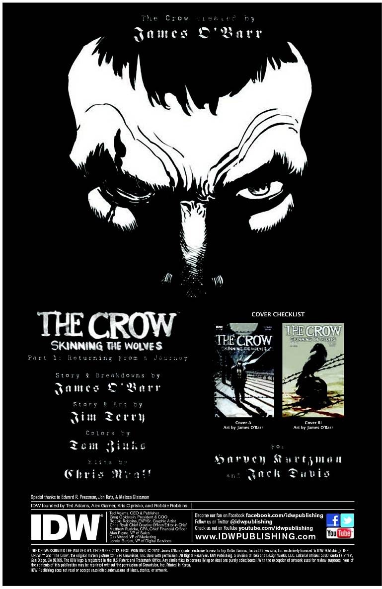 Preview: The Crow: Skinning The Wolves #1 By James O'Barr & Jim Terry